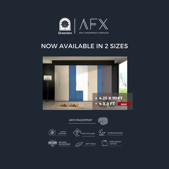 Greenlam AFX Anti-Fingerprint laminates, Now available in two sizes ...